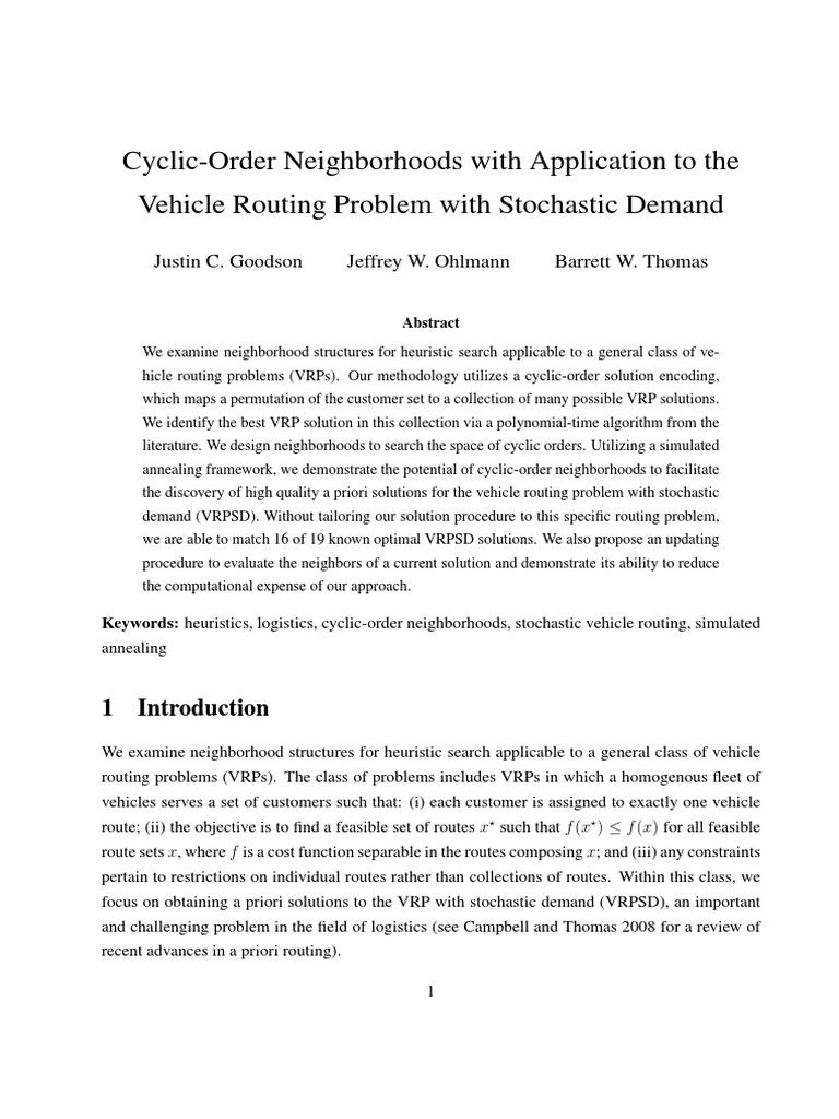 Cyclic-Order Neighborhoods With Application To The Vehicle Routing ...