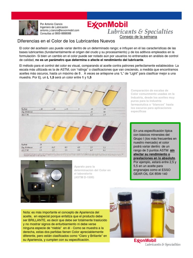 Diferencias en El Color de Aceites Nuevos | Lubricante | Petróleo