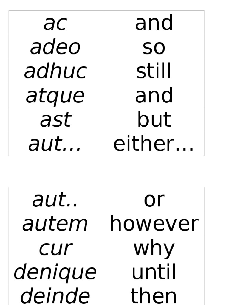 Latin Conjunctions and Connectives List | PDF