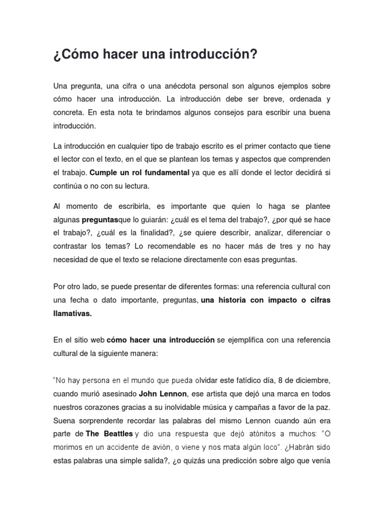 Cómo redactar una buena introducción | PDF