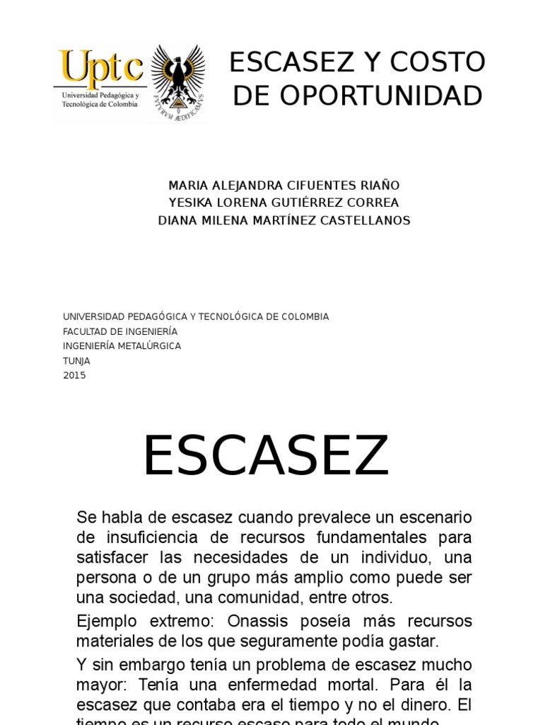 Escasez y Costo de Oportunidad. | PDF | Costo de oportunidad ...