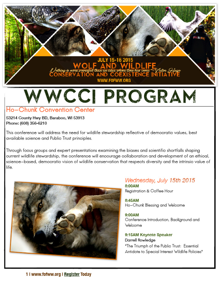 Program - Wolf and Wildlife Conservation & Coexistence Conference | PDF ...
