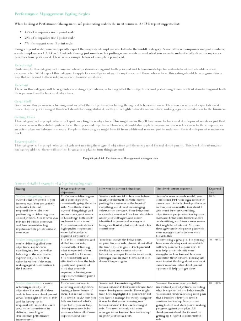Performance Rating Scales Guide | PDF | Performance Management | Employment