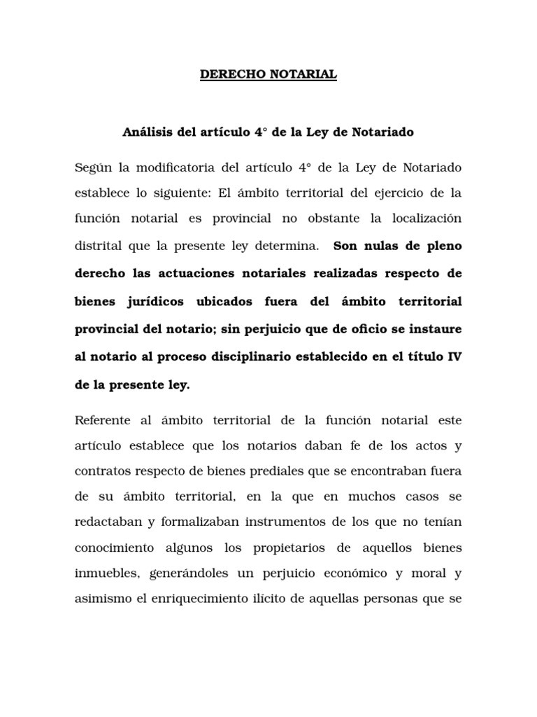 Derecho Notarial - Analisis Del Art 4 de La Ley Del Notariado | PDF ...