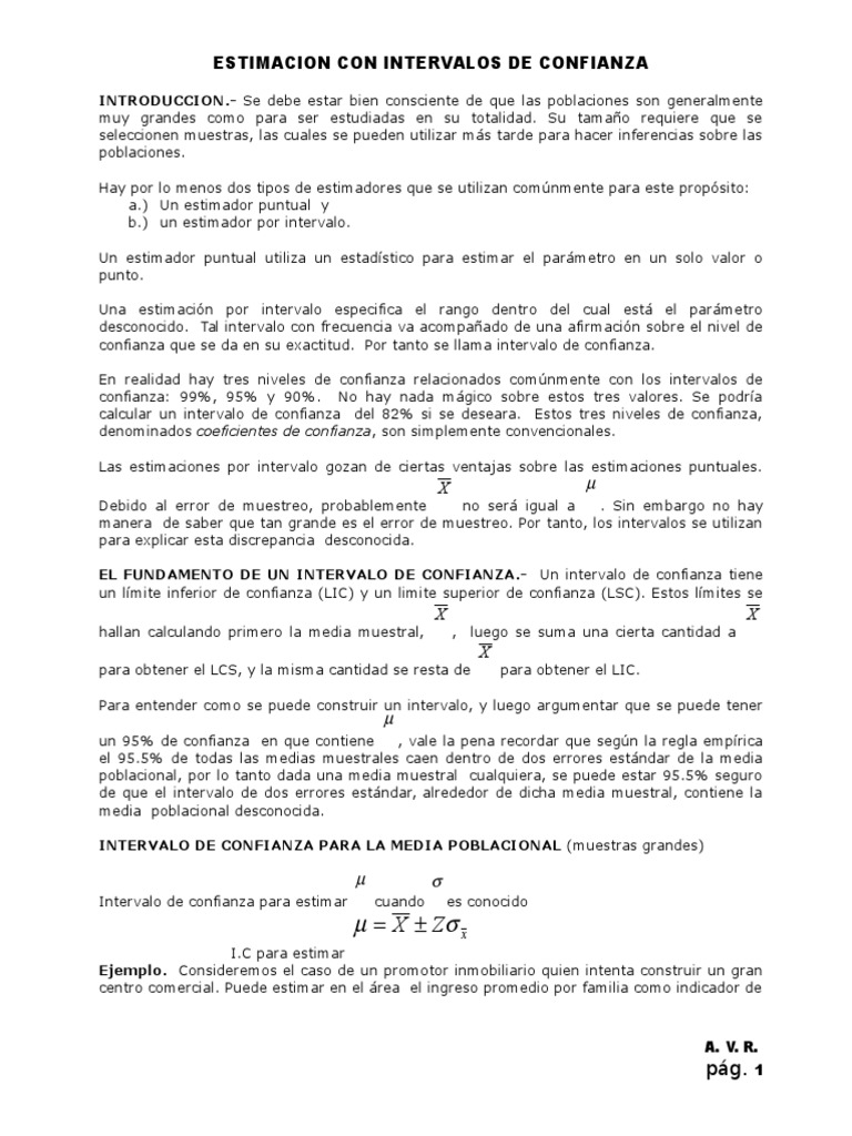 6 Intervalos de Confianza | PDF | Estimador | Intervalo de confianza