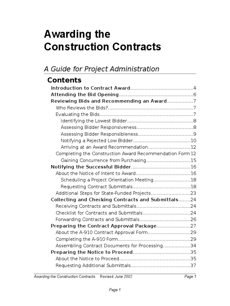 Awarding Construction Contracts | PDF | General Contractor ...
