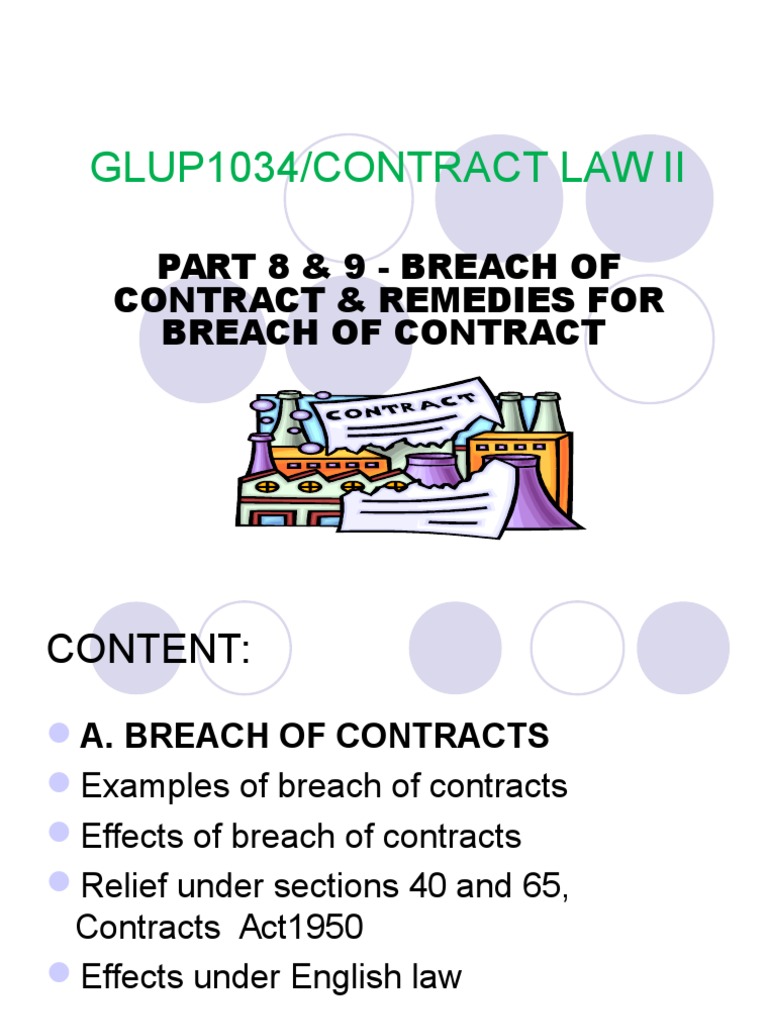 Chapter 8 & 9 - Breach of Contract & Its Remedies | Damages | Punitive ...