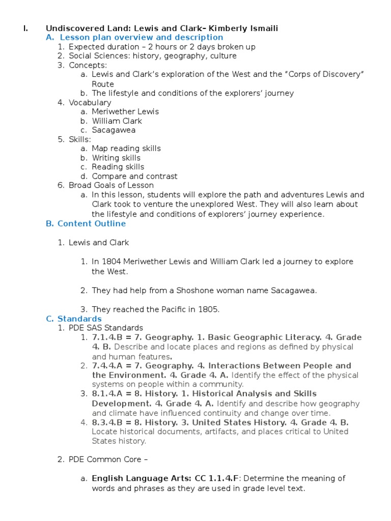 Lewis and Clark Lesson Plan | PDF | Lewis And Clark Expedition | Geography
