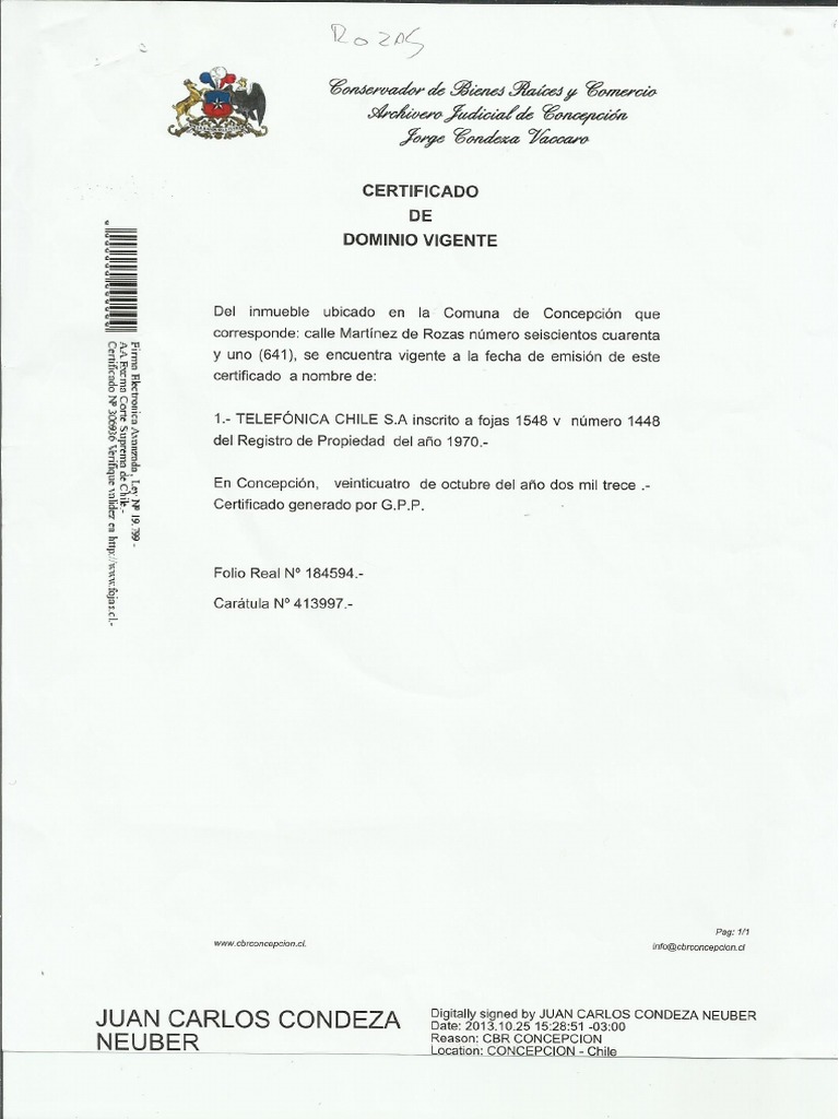 Certificado de Dominio Vigente | PDF