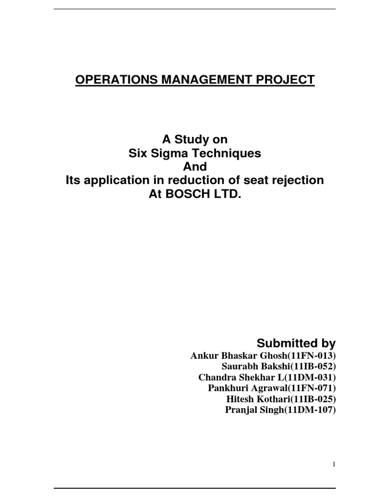 Operations Management Project | PDF | Six Sigma | Production And Manufacturing
