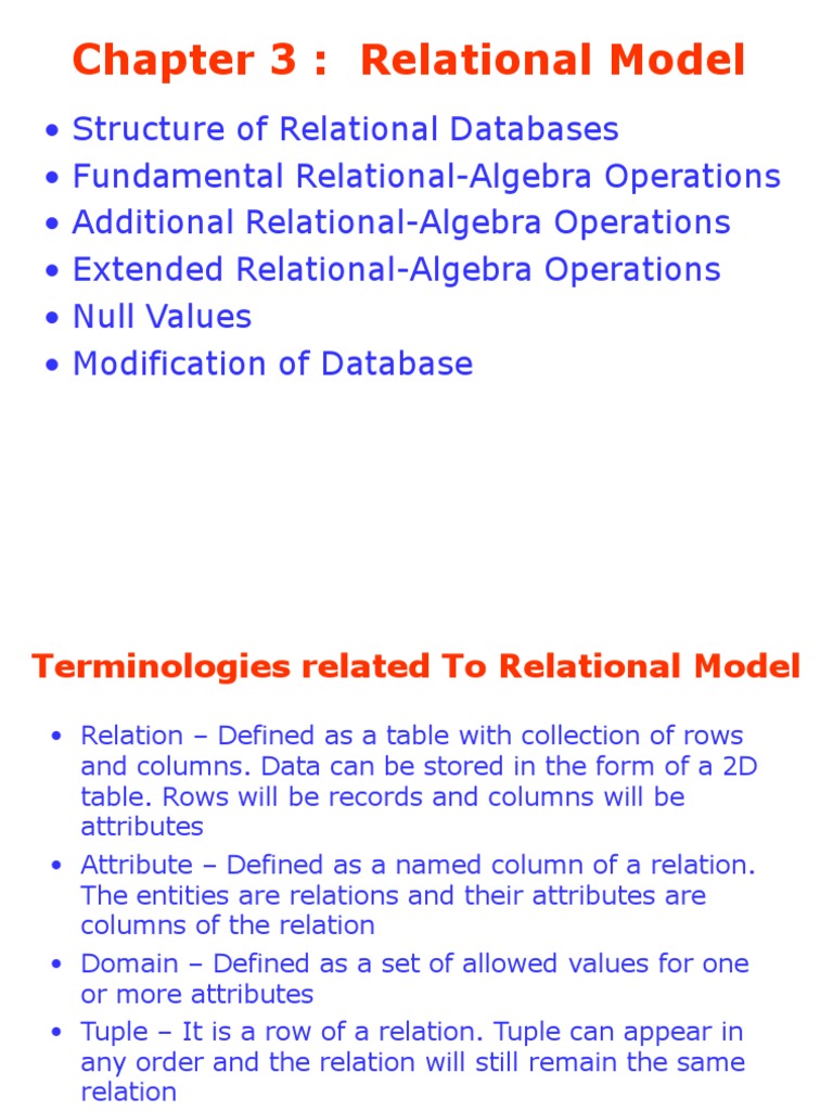 Chapter 3 Relational Model Pdf Relational Database Relational Model