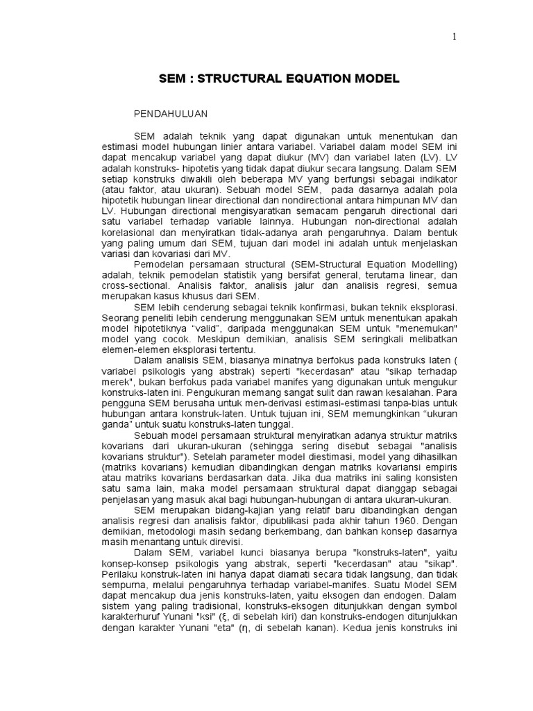 Teori Sem | PDF | Pemodelan Persamaan Struktural | Endogenitas (Ekonometrika)