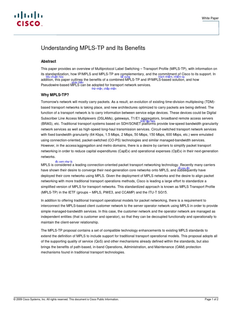 Cisco MPLS-TP PDF | PDF | Multiprotocol Label Switching | Networking