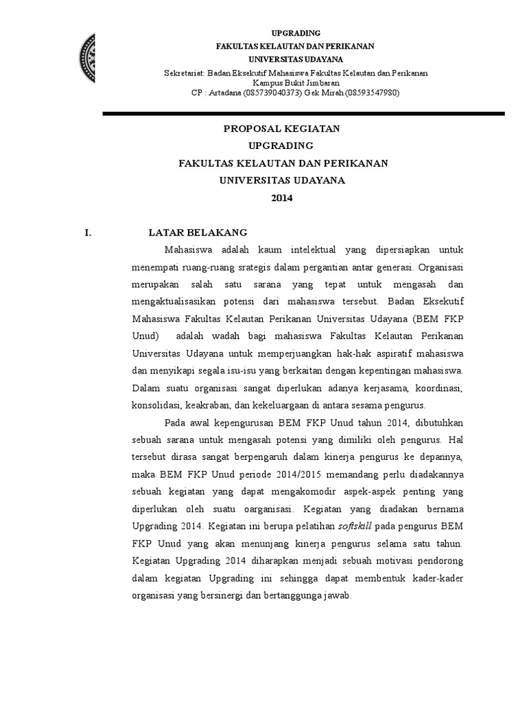 Proposal Kegiatan Upgrading | PDF