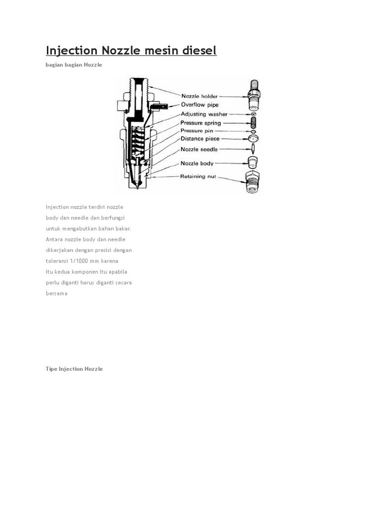 Komponen dan Cara Kerja Nozzle Diesel | PDF
