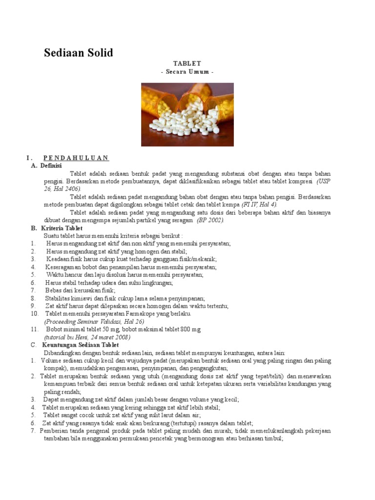 Sediaan Tablet | PDF