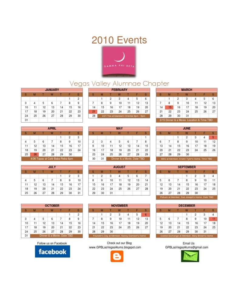 2010 Calendar of Events | PDF | Business
