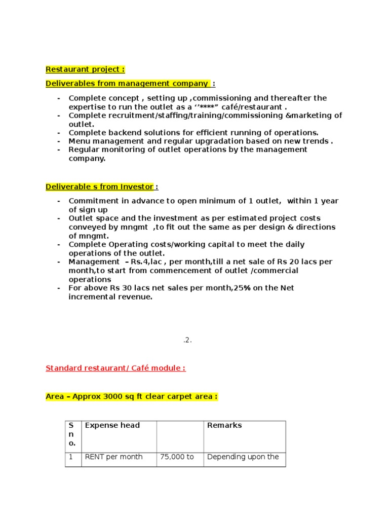 Standard Restaurant/ Café Module | PDF | Kitchen | Restaurant And Catering