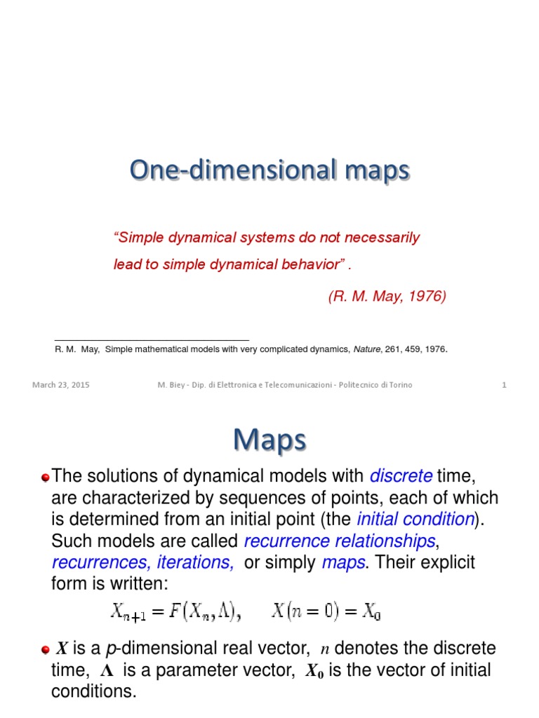 2015 One-Dimensional Maps | PDF | Chaos Theory | Dynamical System