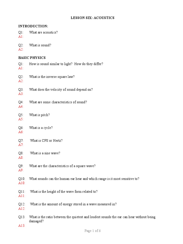 Als Lesson 6 | PDF | Sound | Physical Phenomena