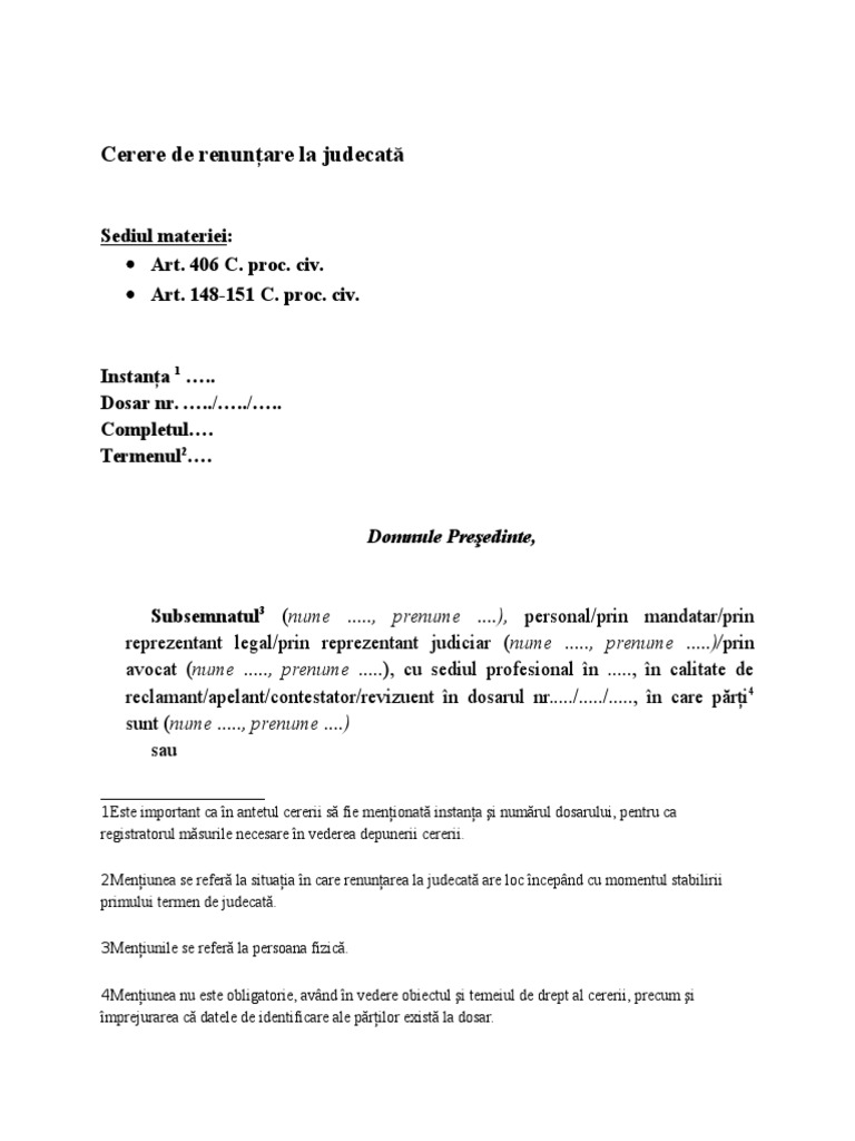 Cerere de Renuntare La Judecata | PDF