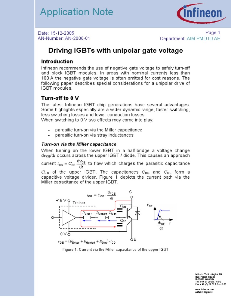 Infineon-AN2006 01 Driving IGBTs With Unipolar Gate Voltage-An-V1.0-En ...