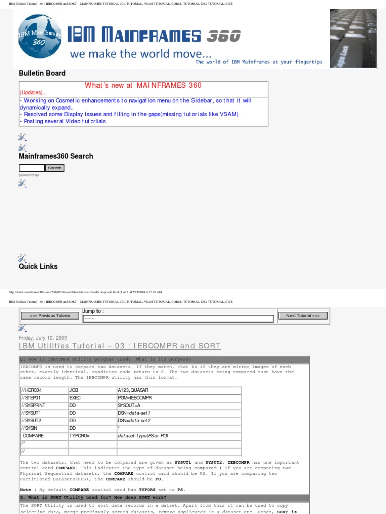 03 - IEBCOMPR and Sort Utility | PDF | Computer Program | Programming