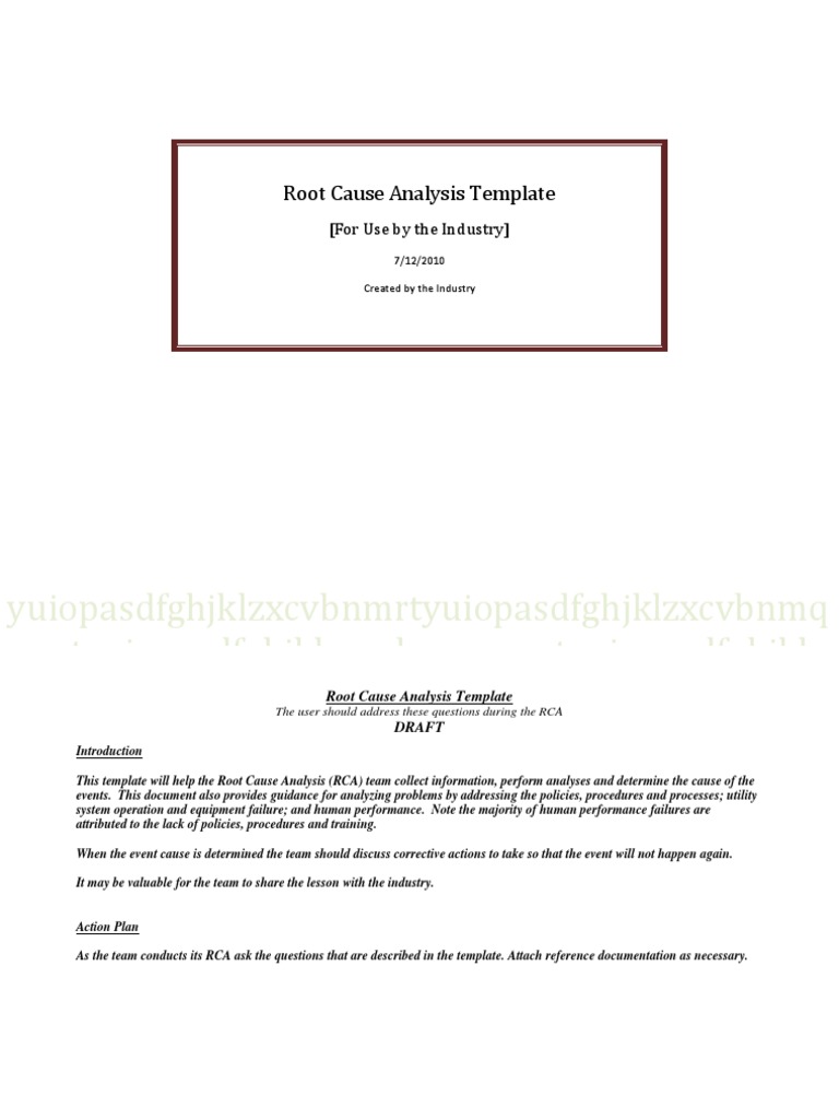 Root Cause Analysis Template 3 | PDF | Causality | Business