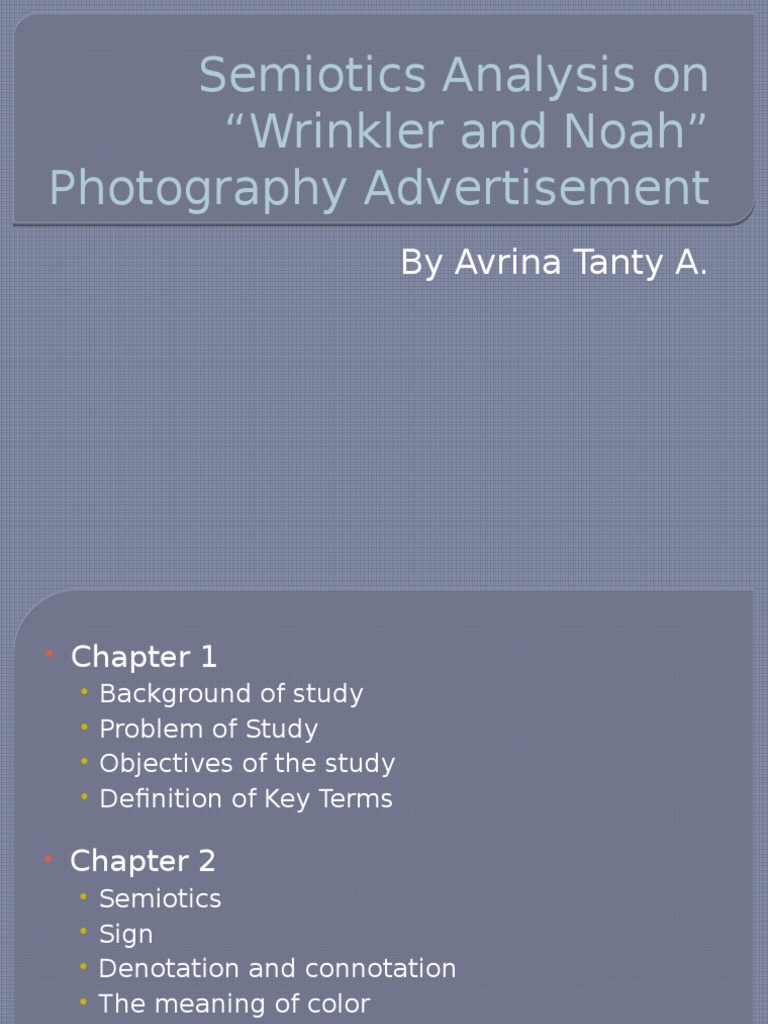 Semiotics Analysis On Wrinker and Noah Photography Advertisement | PDF ...