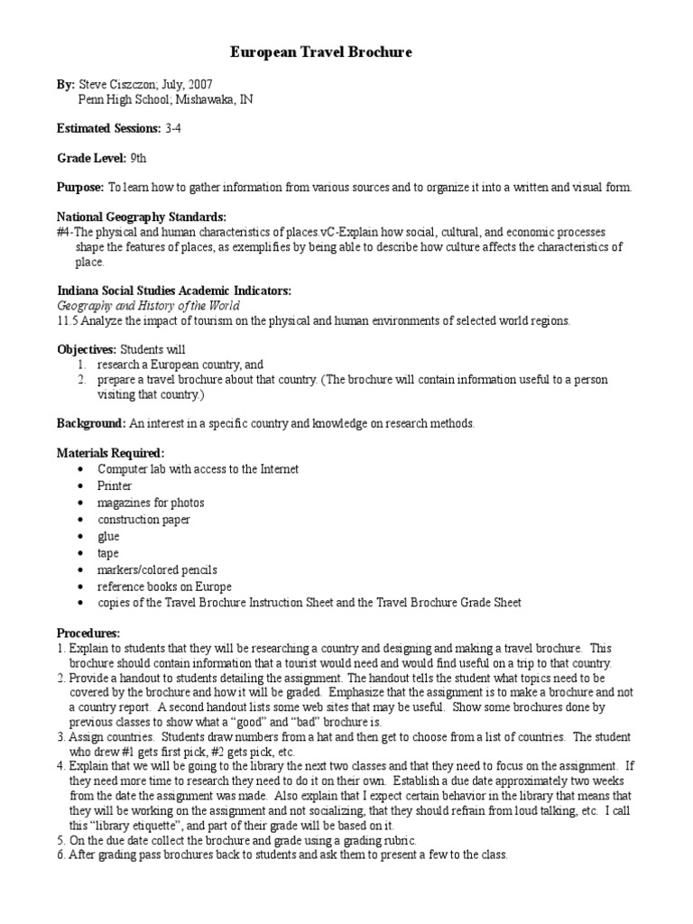 European Travel Brochure: Geography and History of The World | PDF ...