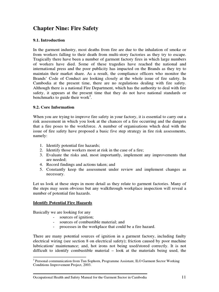 Chapter 9 Fire Safety OSH Manual | PDF | Fire Safety | Emergency Management