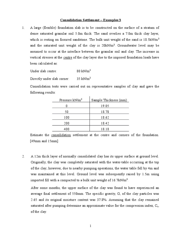 Consolidation Settlement Examples 3 - Solutions (2) - 2 | PDF | Sand | Soil