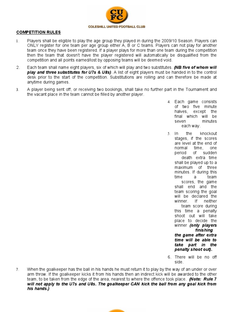 6-a-Side Soccer Competition Rules | PDF | Association Football | Games ...