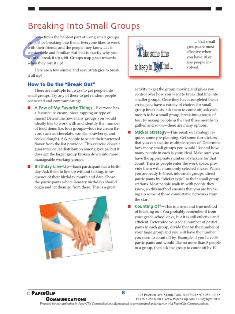 Breaking Into Small Groups | PDF