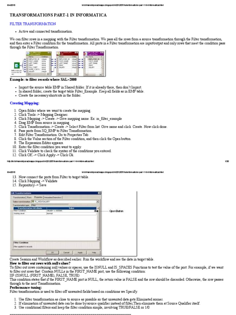 Transformations Part 1 In Informatica Pdf Database Transaction Sql