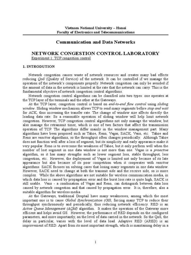 TCP Congestion Control in E | PDF | Network Congestion | Transmission Control Protocol