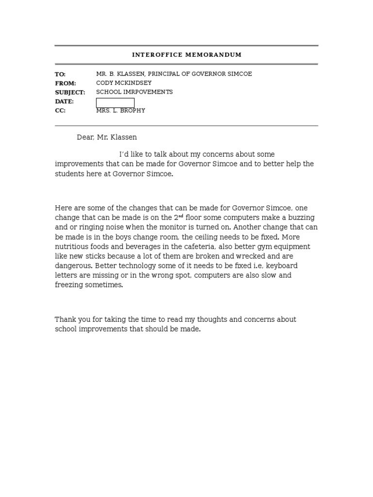 Letter To Principal | PDF