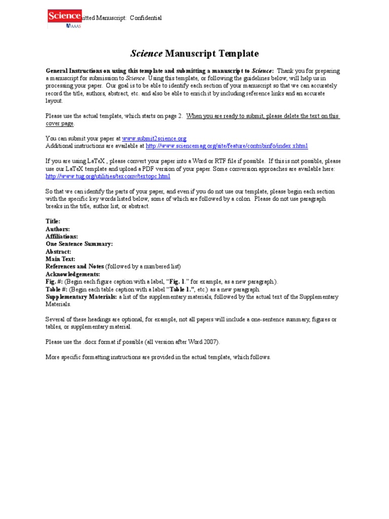 Science Manuscript Submission Guide | PDF | Citation | Paragraph