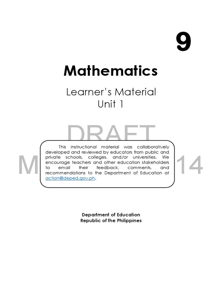 Mathematics Grade 9 Module | PDF