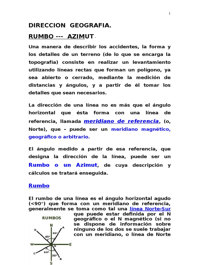 Direción, Rumbo, Azimut. - Conversiones | PDF | Azimut | Geofísica