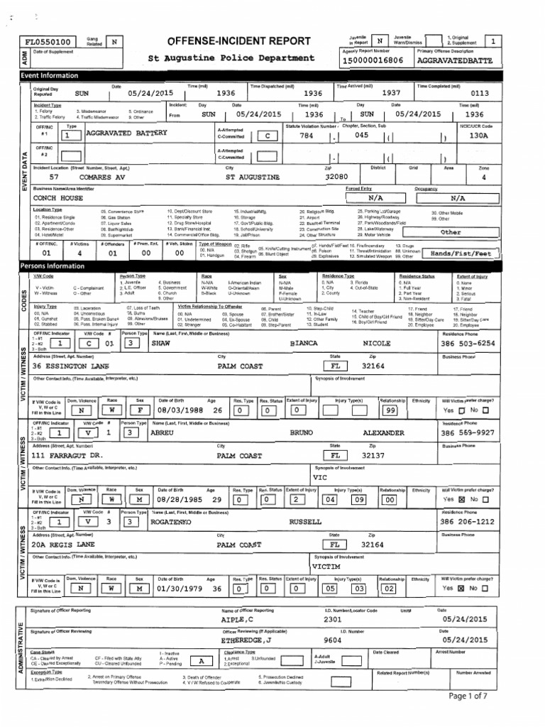 Conch House Incident Reports and Arrest Affidavits | PDF | Arrest ...