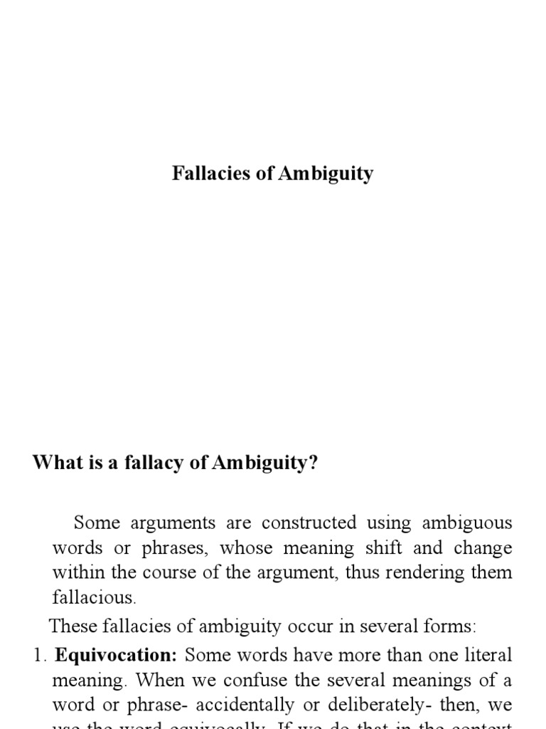 Fallacies of Ambiguity | PDF | Fallacy | Ambiguity