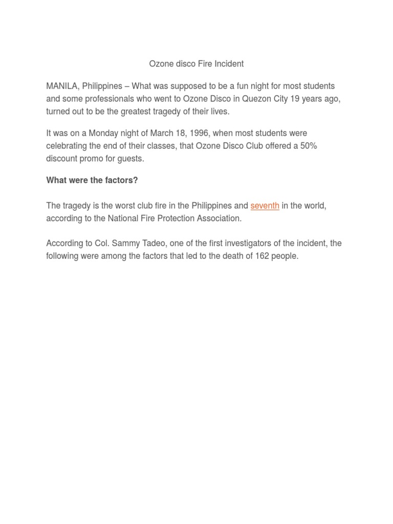 Ozone Disco Fire Incident | Download Free PDF | Door | Violence