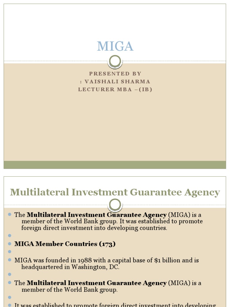MIGA | PDF | Multilateral Investment Guarantee Agency | Business