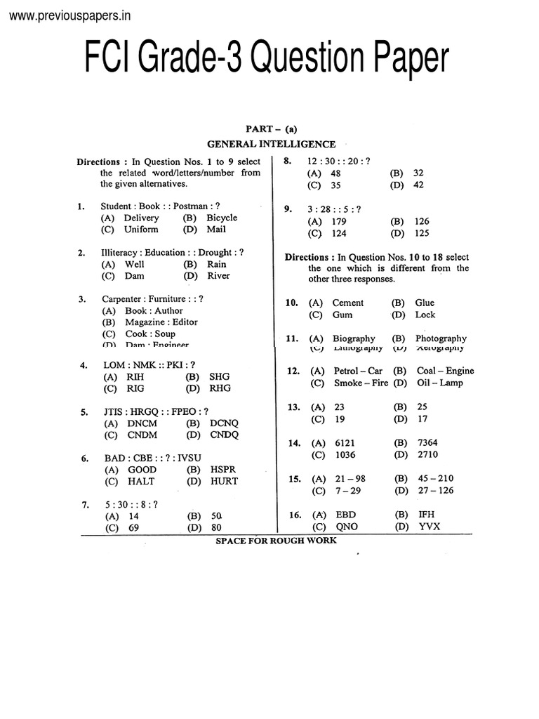 FCI Grade-3 Previous Year Papers PDF | PDF | Sports & Recreation