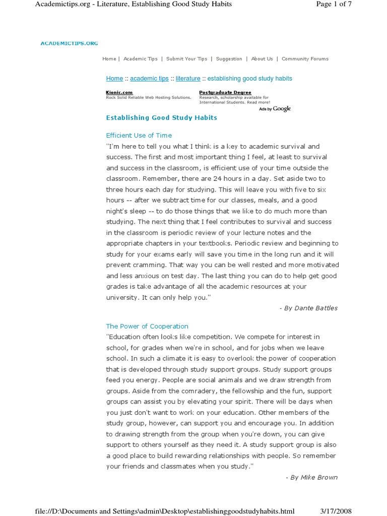 Effective Study Habits for Success | PDF