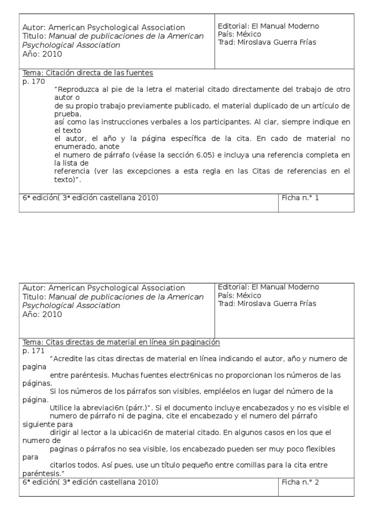 Fichas Textuales APA | PDF | Localizador Uniforme de Recursos | Comillas