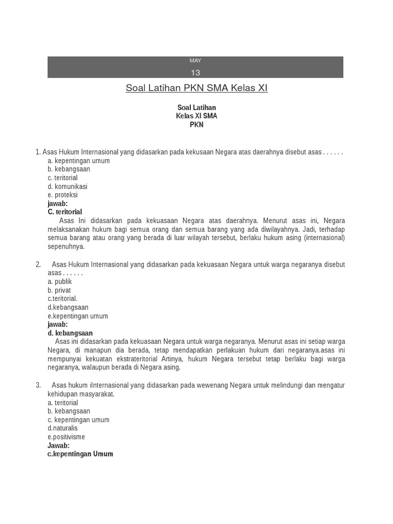 Latihan PKN 50 Soal Kelas XI | PDF | Politik | Ilmu Sosial