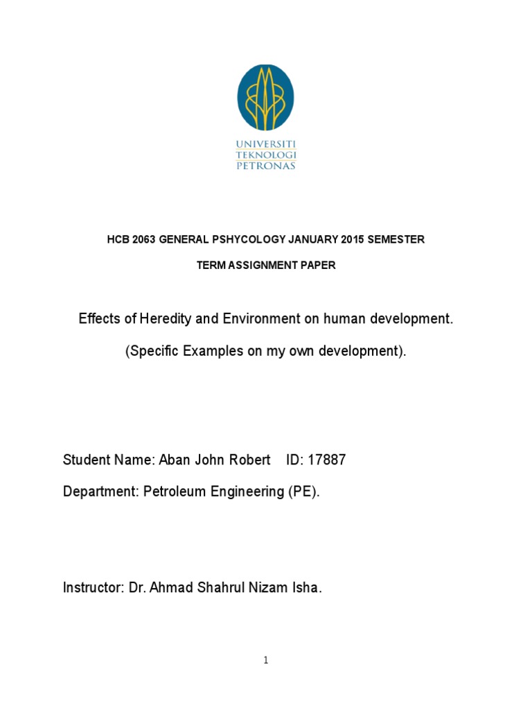 Effects of Heredity and Environment On Human Development | PDF | Nature ...