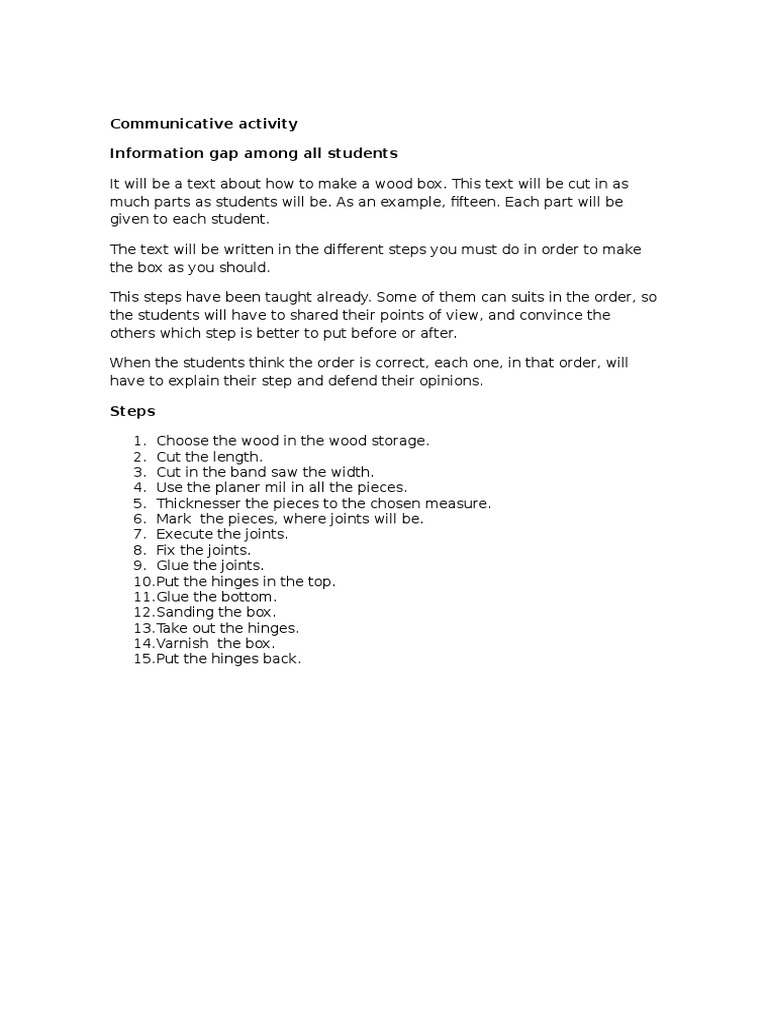 Communicative Activity Information Gap Among All Students | PDF ...